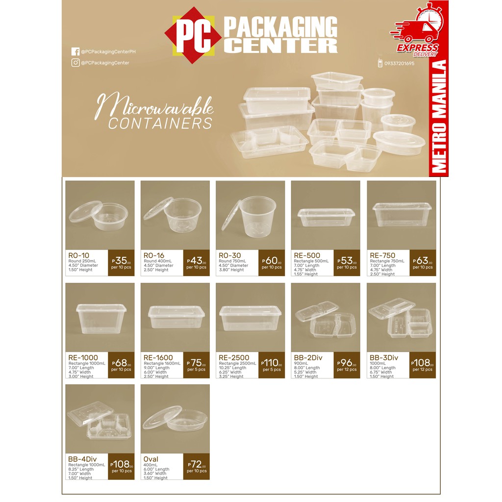 Microwavable Plastic Container All Series (METRO MANILA SHIPPING CODE ...