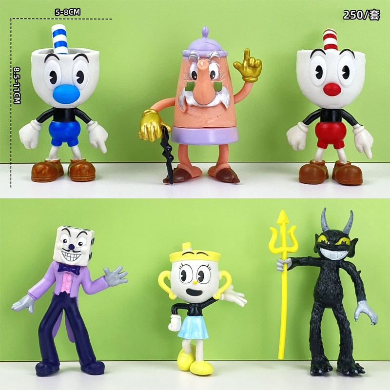 6Pcs/Set Anime The Cuphead Show Cuphead Mugman Mark Cup King Dice Ollie ...