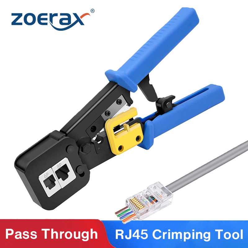 ZoeRax RJ45 Crimper Pass-Through/EZ RJ11/RJ12/RJ45 Connector Cutter ...