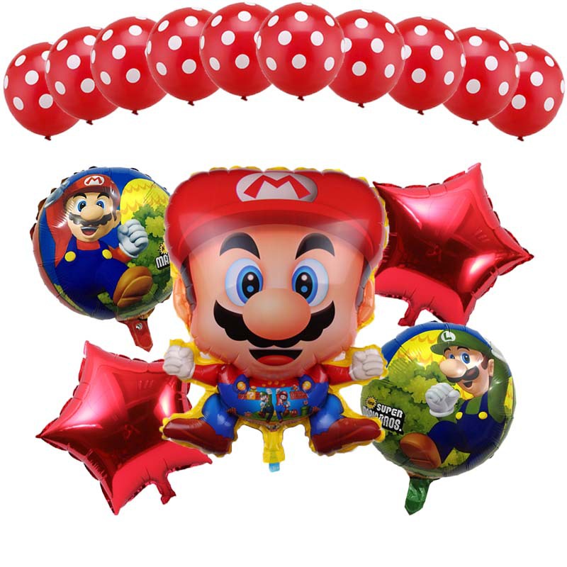 Super Mario Foil Balloon Polka Dot Latex Balloon Luigi Game Happy ...