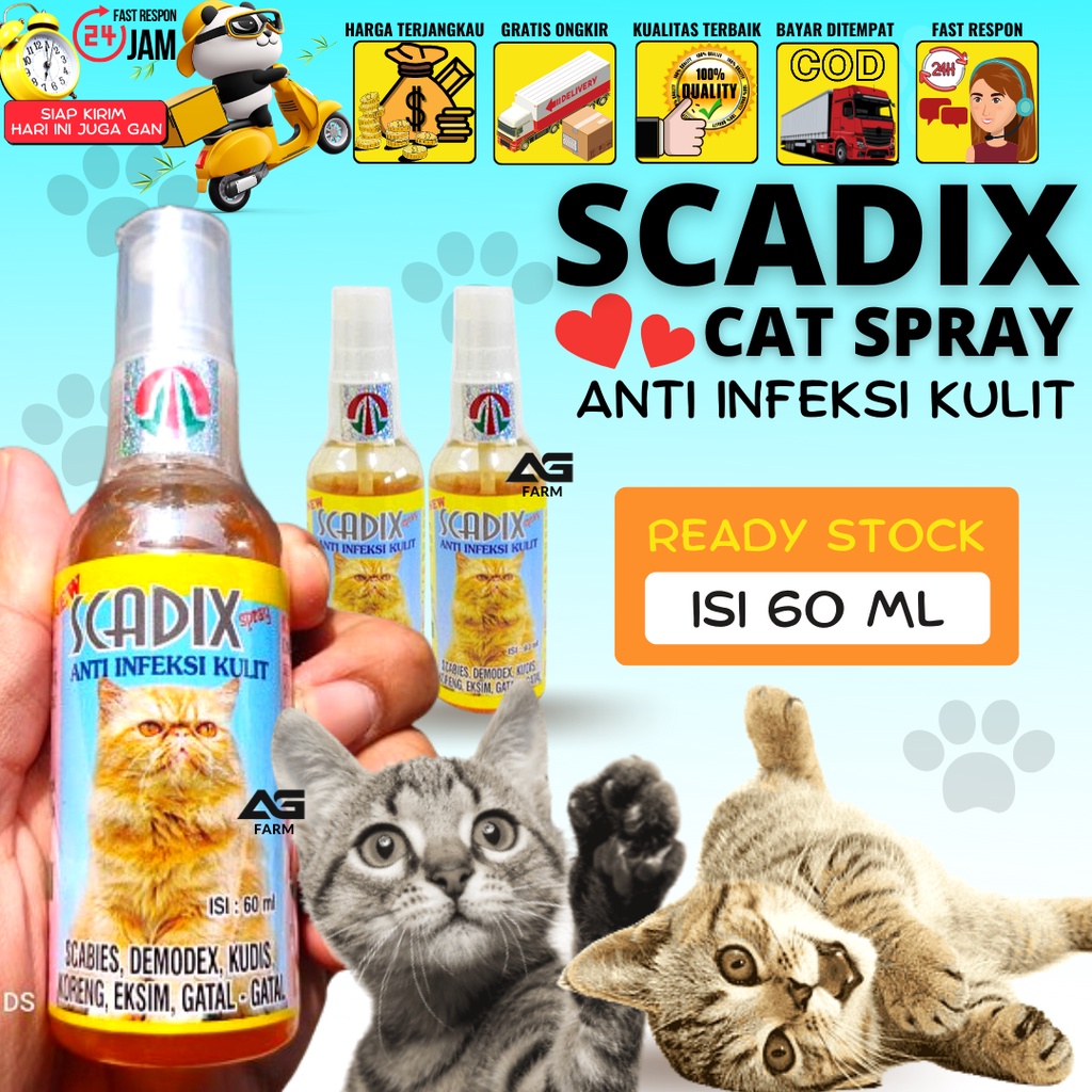 Scadix Spray Cat Medicine Anti Skin Infection Itching Scabies Scabies Itching 60ml Ag Farm