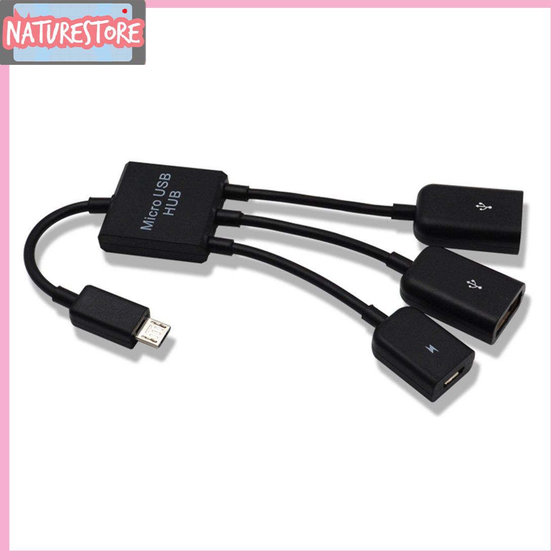 3 in 1 Micro USB Host OTG Adapter Cable with Dual Port Hub for Android ...