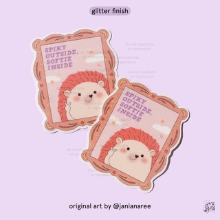 Spiky Outside, Softie Inside Glitter Sticker (Tags: aesthetic deco ...