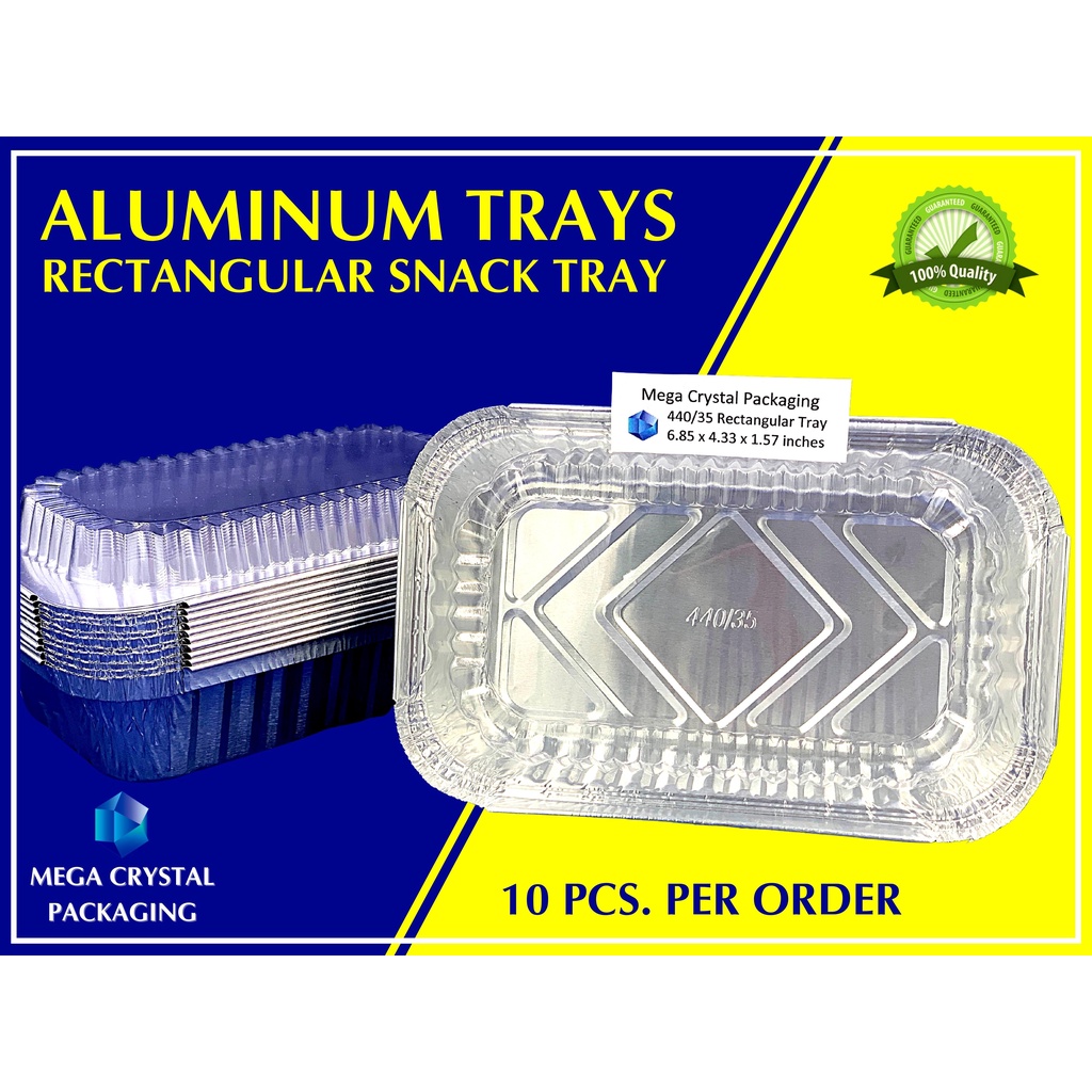 [ 10 Pcs. ] Aluminum Trays 440/35 Rectangular Tray with Plastic Lid ...