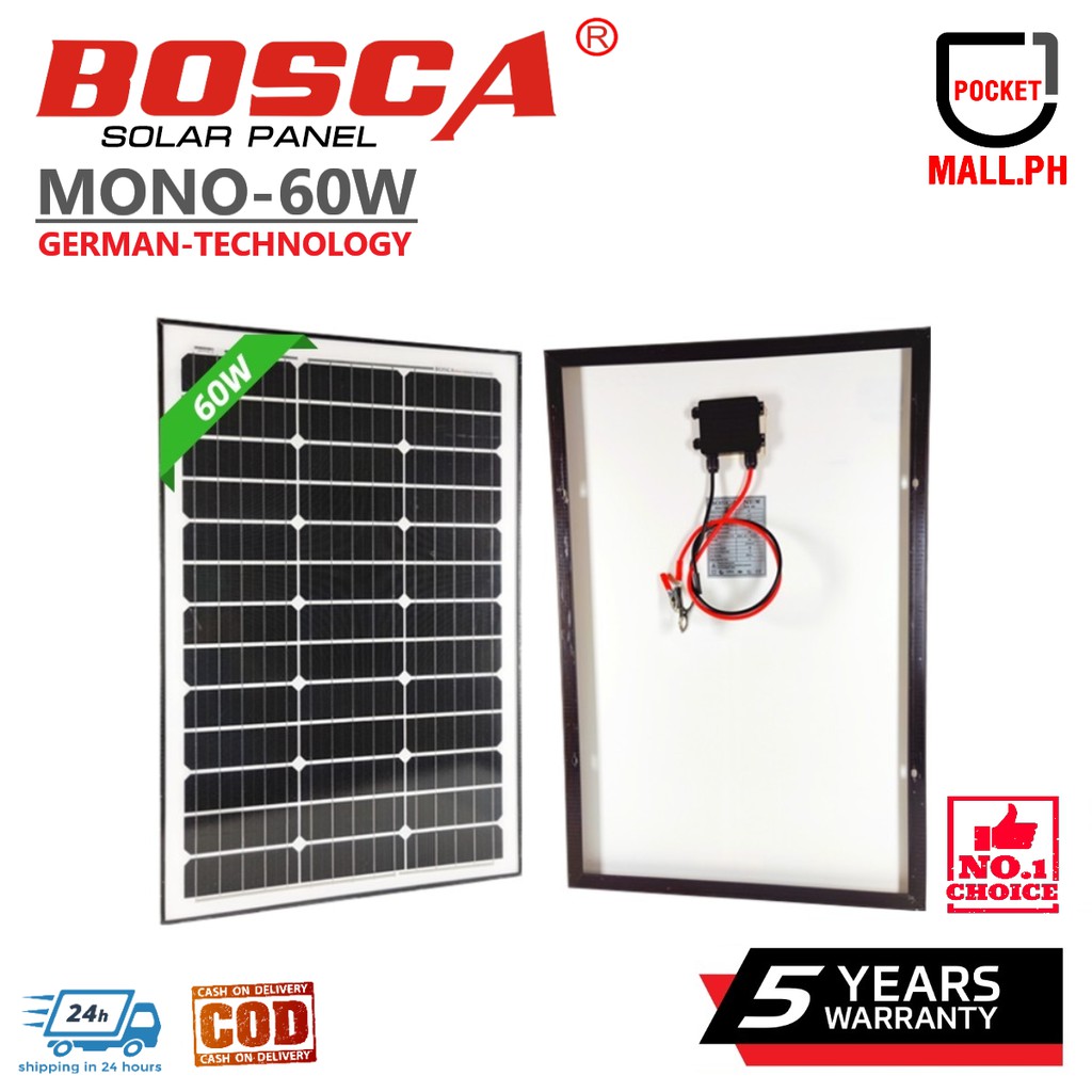 BOSCA Solar Panel Mono 60 Watt 12 Volt Pv Solar Module Solar Cell Panel ...