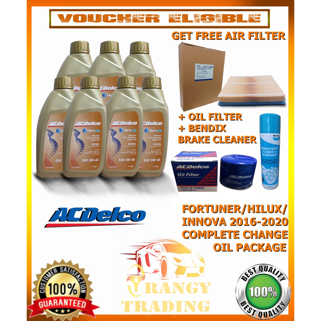 Fortuner / Hilux / Innova 2016-2020 Complete Change Oil Package 5W40 ...