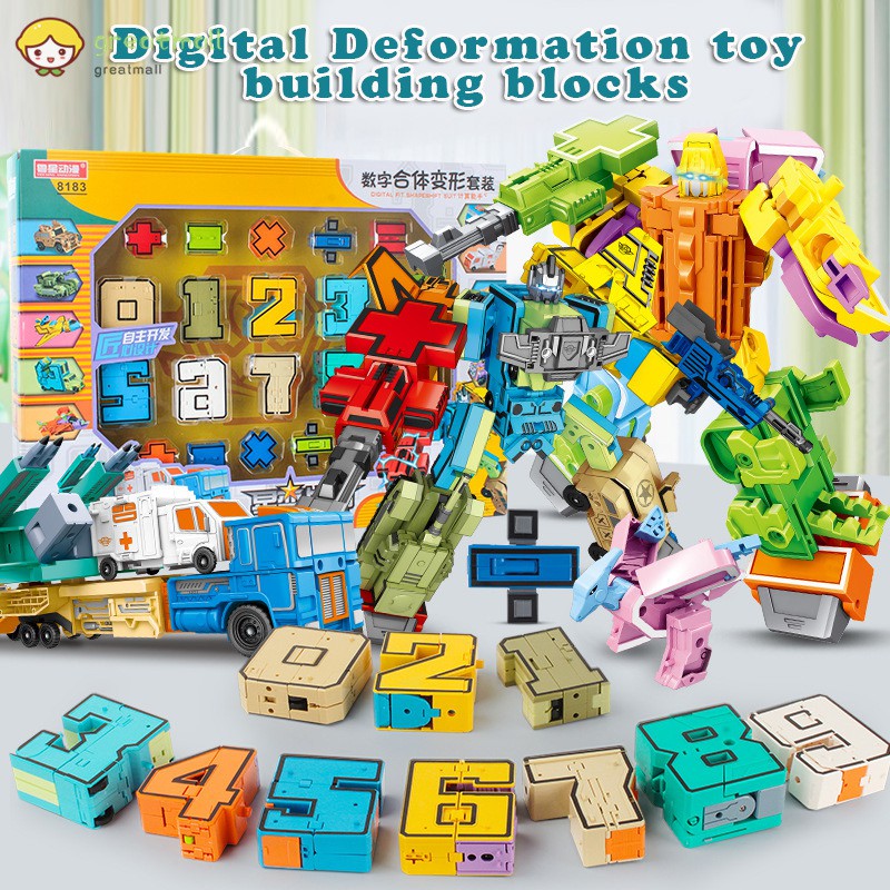 GM Digital DIY Building Blocks Assembly Deformation Robot Number ...