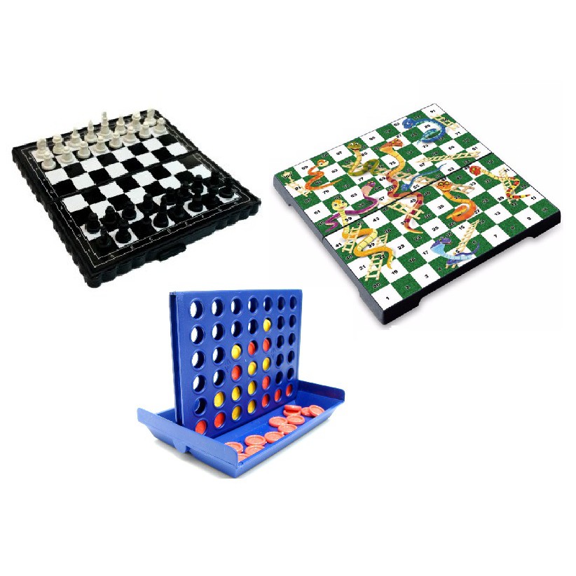 3in1 CHESS SNAKE AND LADDER CONNECT 4 PORTABLE MINI FUN FAMILY ...
