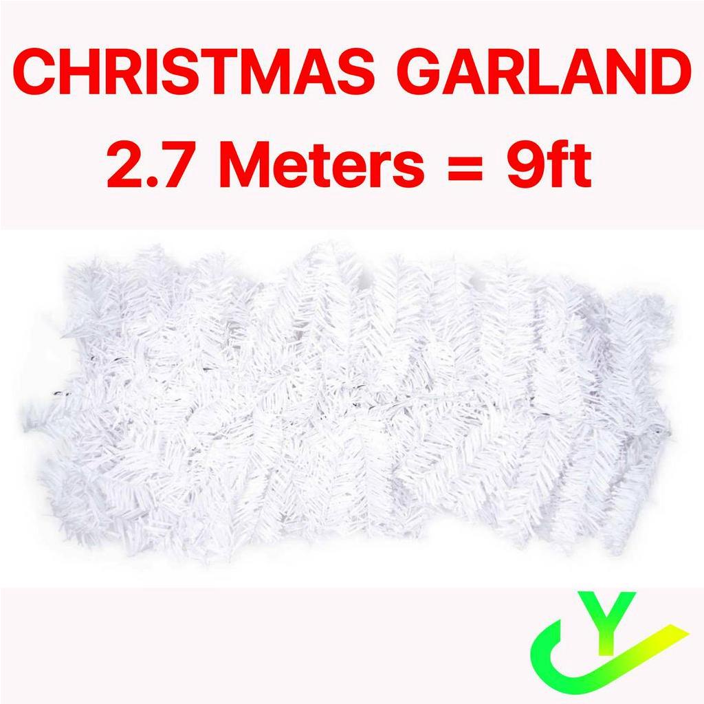YJ 240cm Christmas decor Thick White garland wreath | Shopee Philippines
