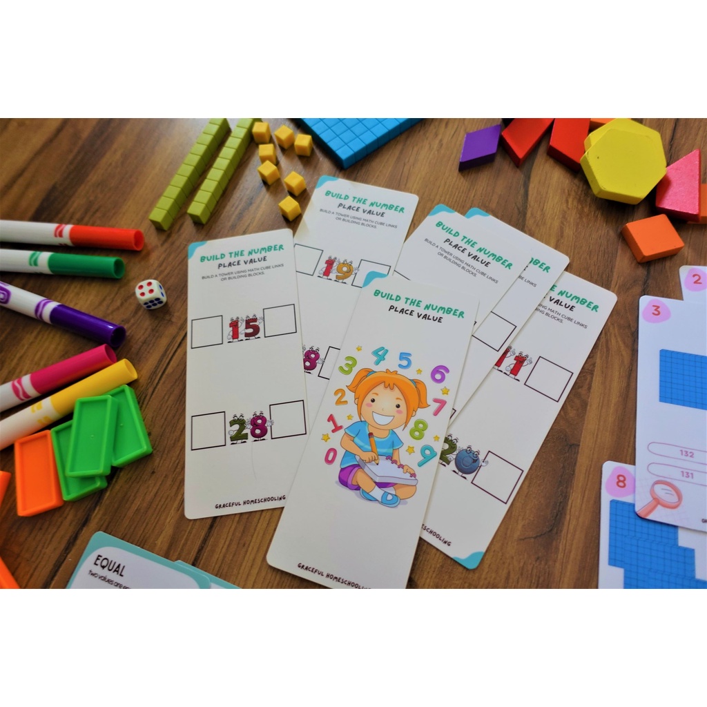 Math Flashcards: Place Value Task Cards (Build the Number) | Shopee ...
