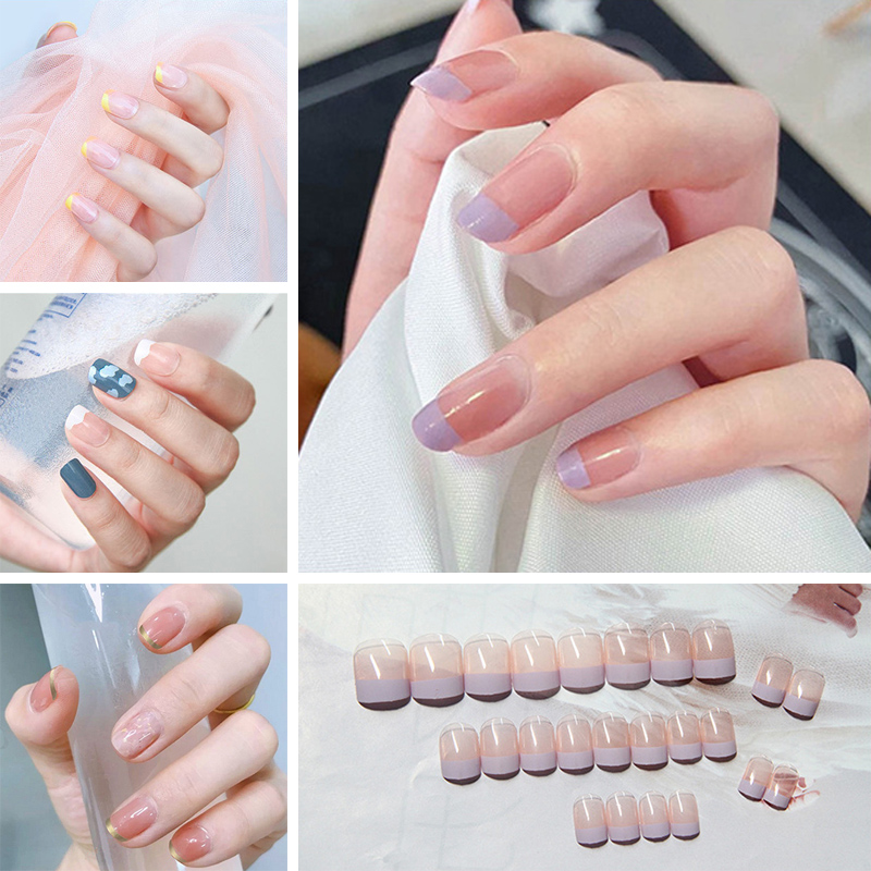 R081-R100 24 Pcs/box Full Cover Fake Nails With Liquid Glue Nail Art ...