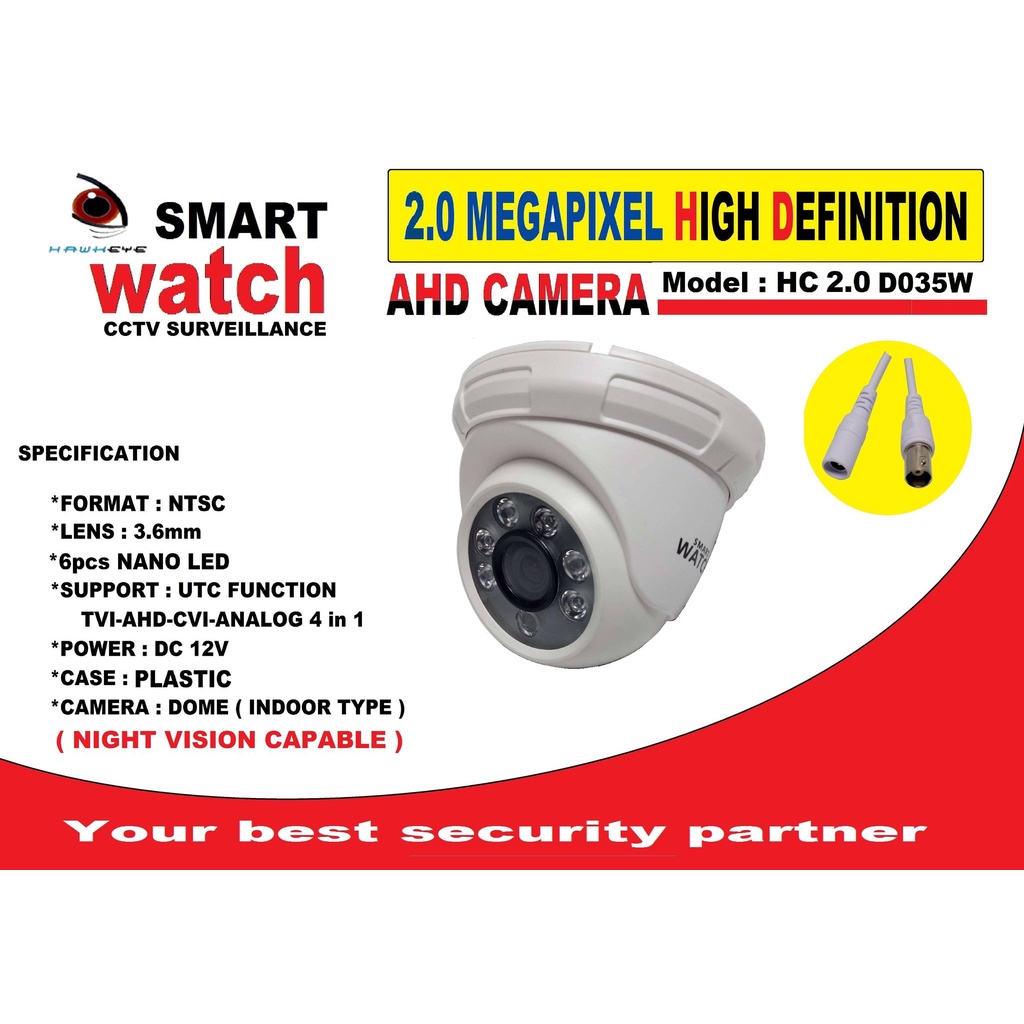 CCTV CAMERA:HC2.0D035W Dome 2MP Smartwatch Brand 1080P HD(indoor Camera ...