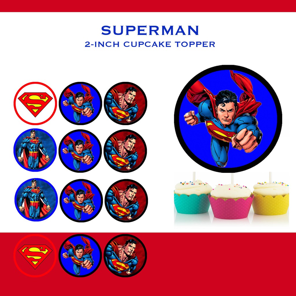 SUPERMAN Cupcake Topper/Sticker Party Decoration 30pcs | Shopee Philippines