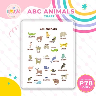 ABC AESTHETIC THEME ALPHABETS ANIMALS Laminated Educational Chart A3 ...