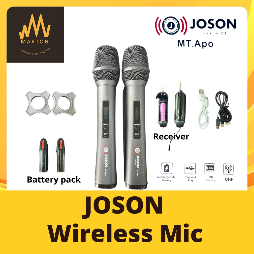 JOSON RECHARGEABLE WIRELESS MIC / MT. APO | Shopee Philippines