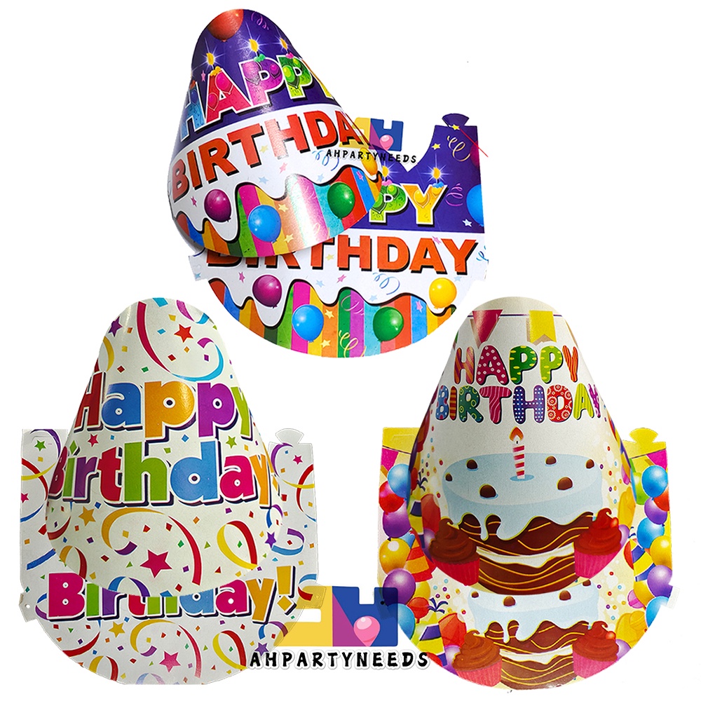 10pcs Happy Birthday Printed Party hat for birthday party partyneeds ...