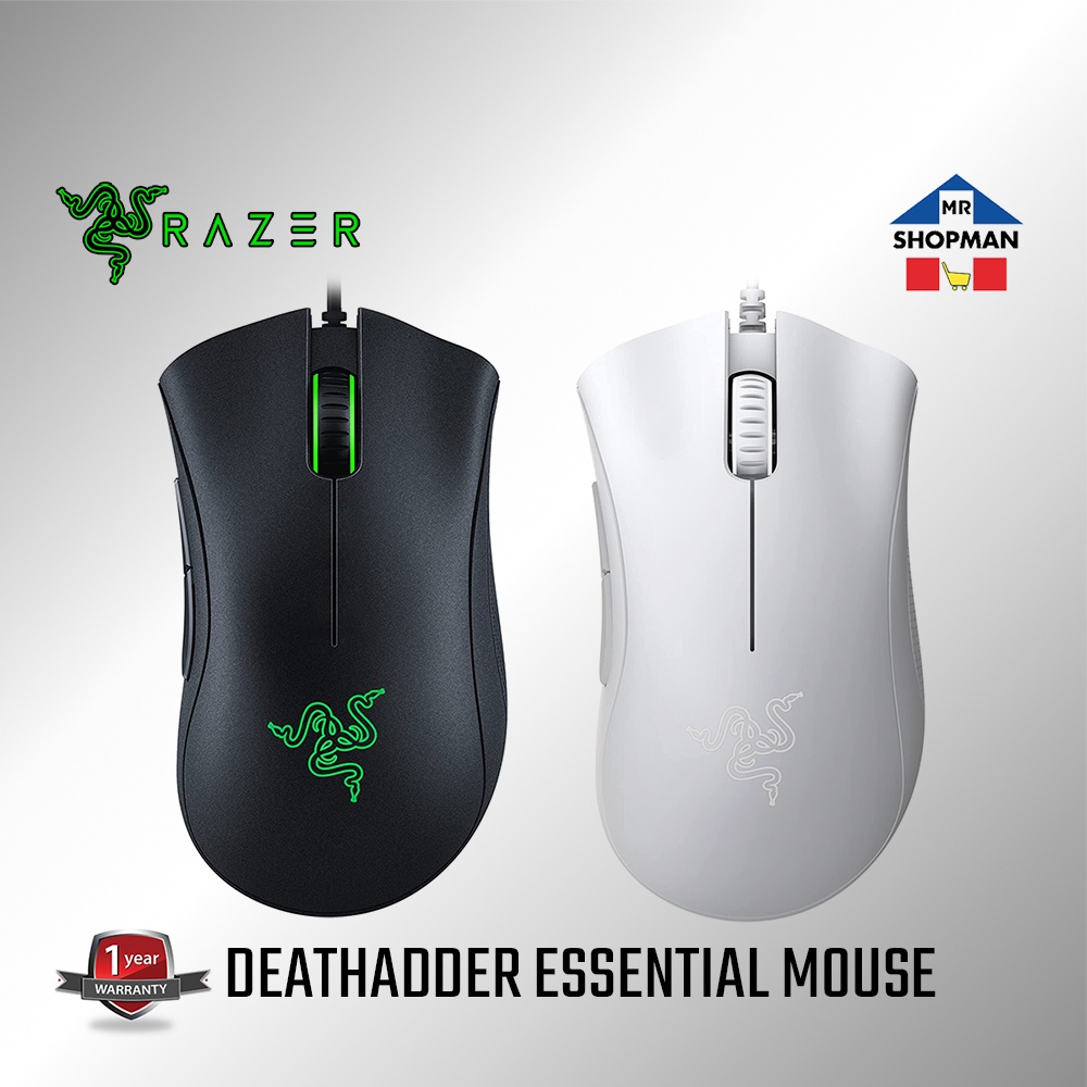 Razer Deathadder Essential Wired Gaming Mouse White/Black | Shopee ...