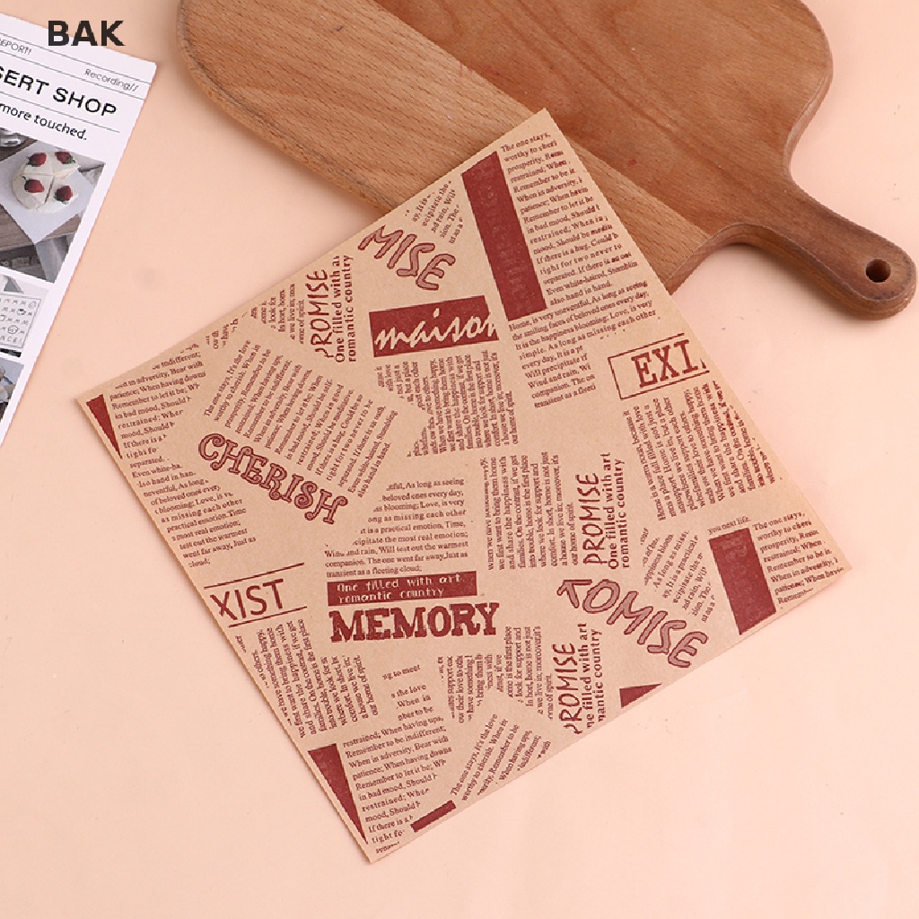 BAK 50 Sheets Bento Cake Box Pad Paper Burger Cake Oil Proof Paper ...