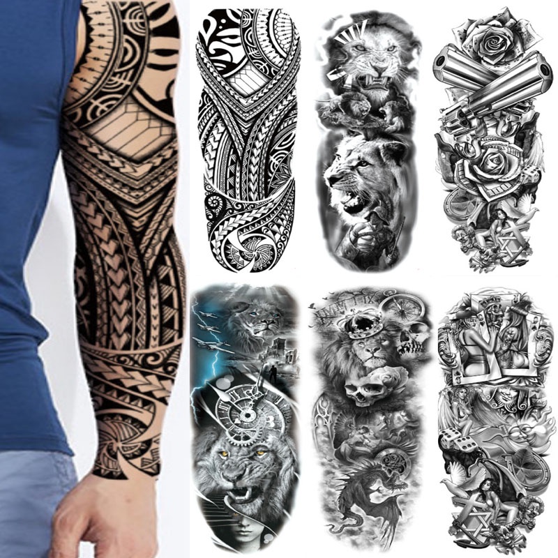 Tattoo sticker waterproof long lasting Large Arm Sleeve Tattoo ...