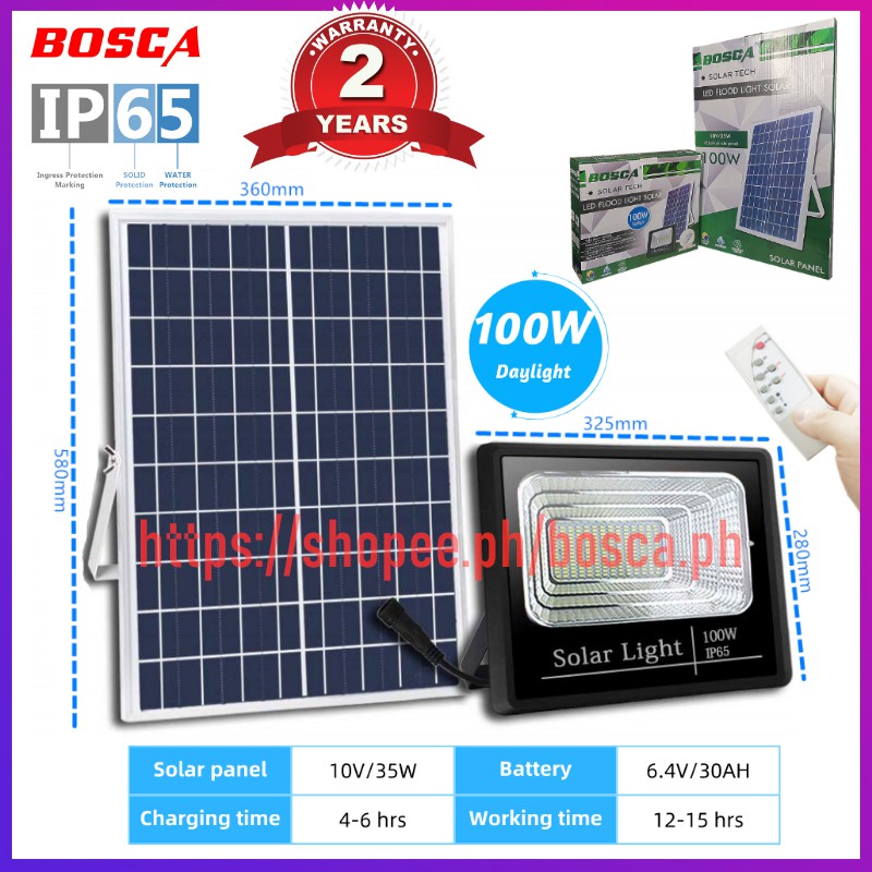 BOSCA 2 Year Warranty 100W Solar Led Outdoor Flood Light Street Lamp ...