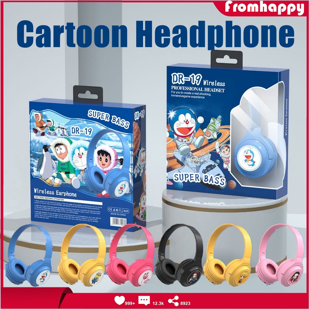 Doraemon Hello Kitty bluethooth Stereo Mega Bass Headband Headphone ...