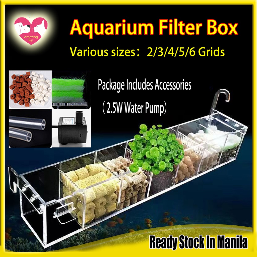 2-6 Grids Aquarium External Filter Box Fish Tank Filter Box With Water ...