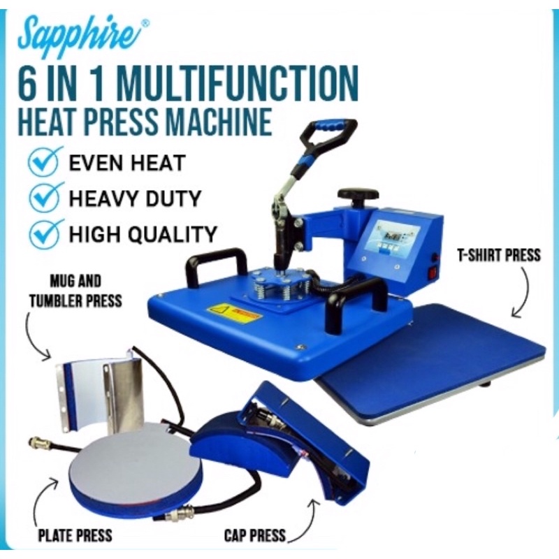 Heat Press Machine 6 in 1 Combo Sapphire Multifunction Machine (T-Shirt ...