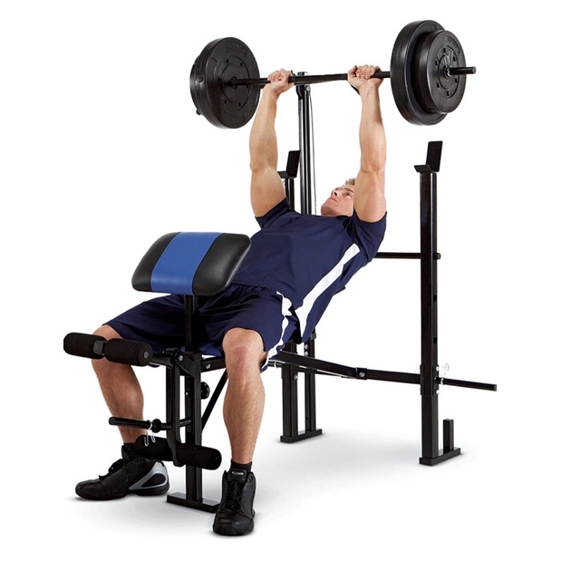 FREE DELIVERY! Marcy USA MCB252 Combo Weight Bench with 120LB Barbell ...