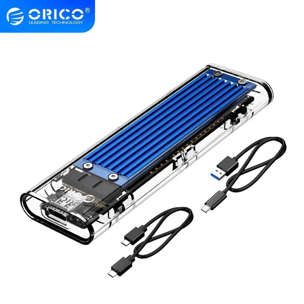 ORICO M2 SSD Case NVME SSD Enclosure M.2 to USB Type C Transparent Hard Drive Enclosure for NVME ...