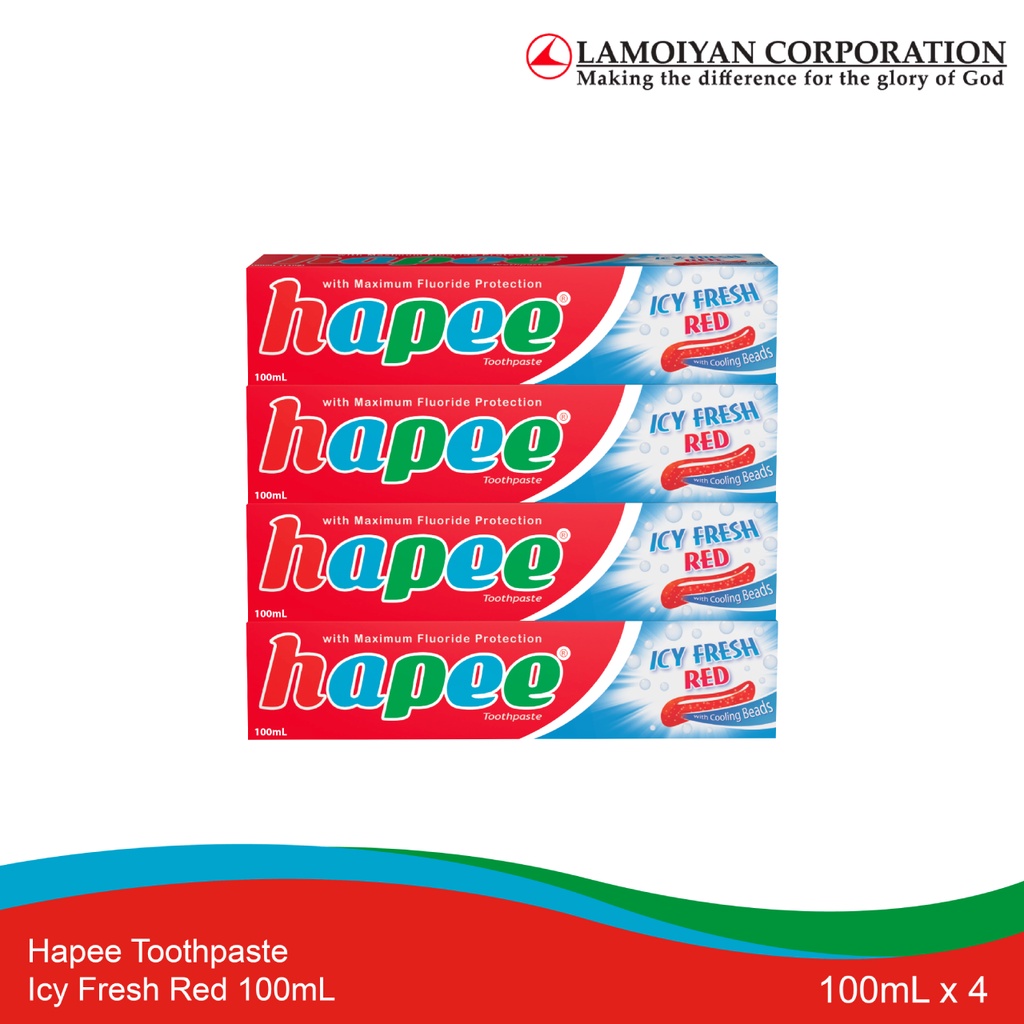 Hapee Icy Fresh Red with Cooling Beads 100mL x 4 | Shopee Philippines