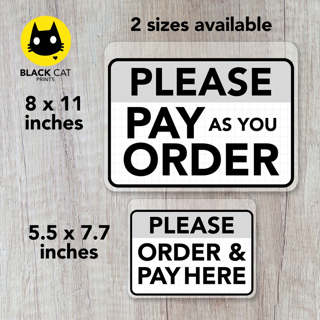 Order and Pay Here Sign | Laminated Signage | Sign Board presyo ₱51