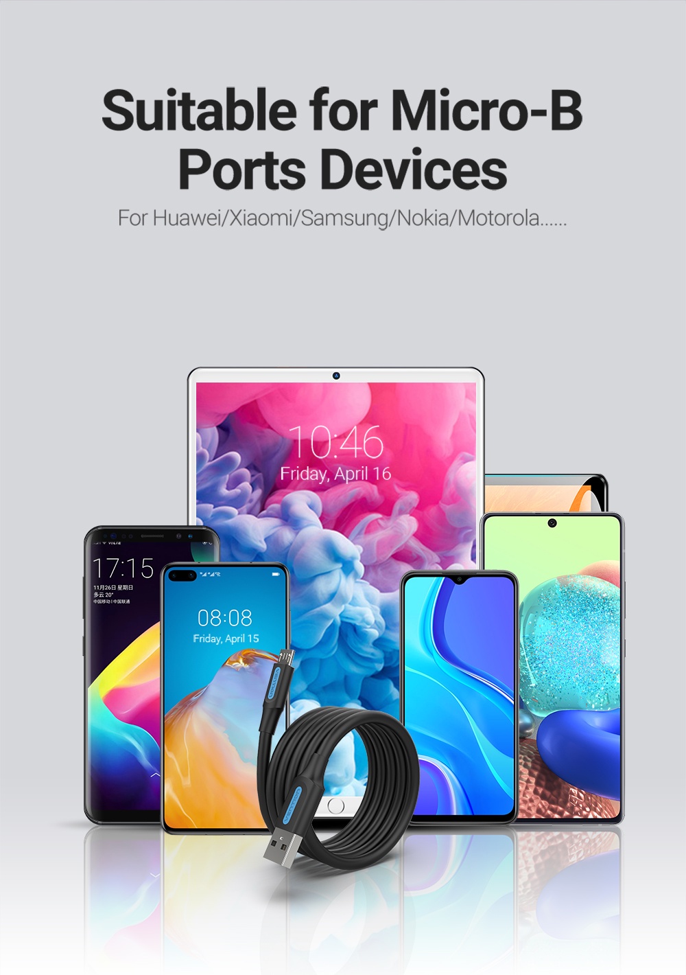 Vention Micro Usb Cable 3a Fast Charging Data Cord For Android | Shopee ...