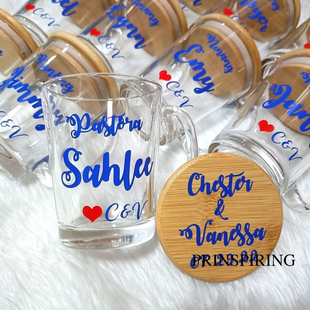 Personalized Clear Mugs with Bamboo Lid for Souvenirs Christening ...