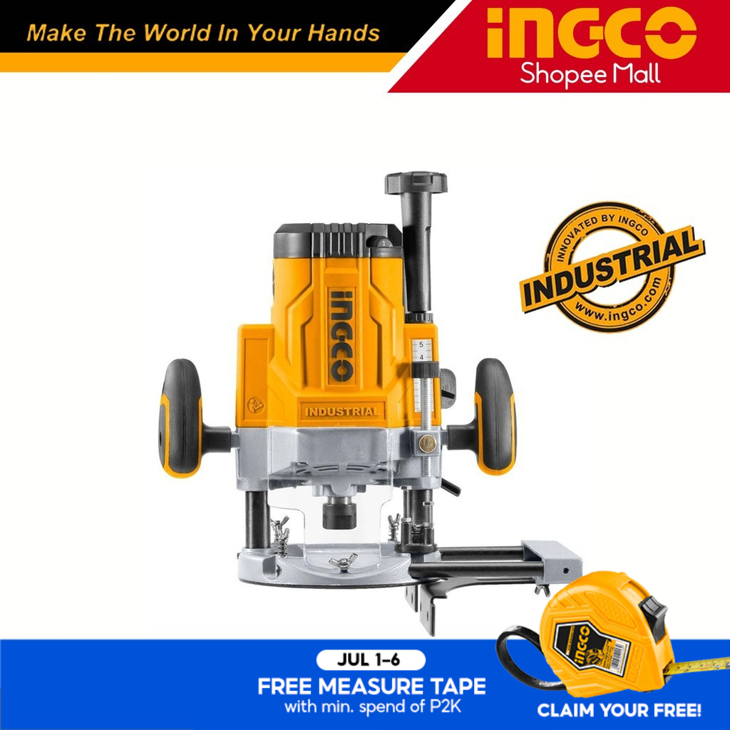 Ingco RT22008 Industrial Electric Plunge Router Trimmer 2200W 0-60mm ...