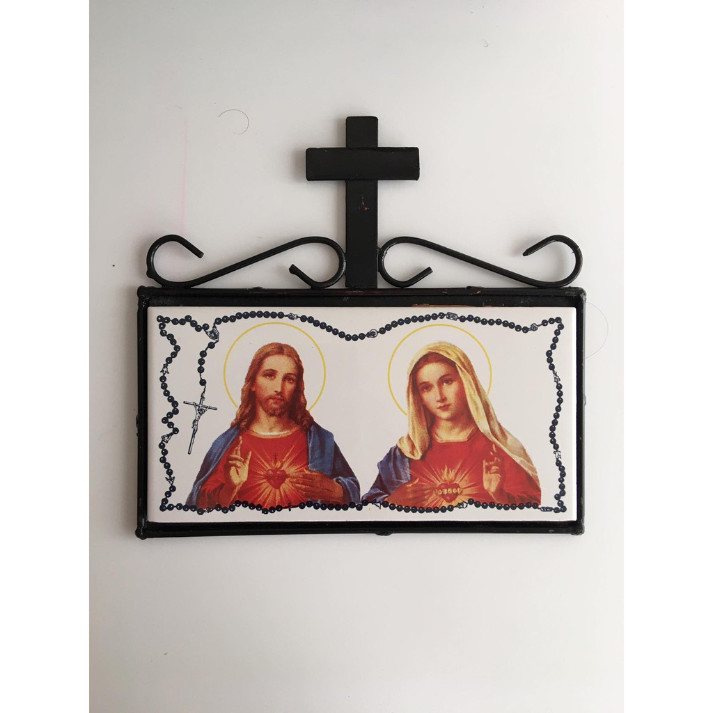 Sacred Heart of Jesus and Immaculate Heart of Mary Wrought Iron Frame ...
