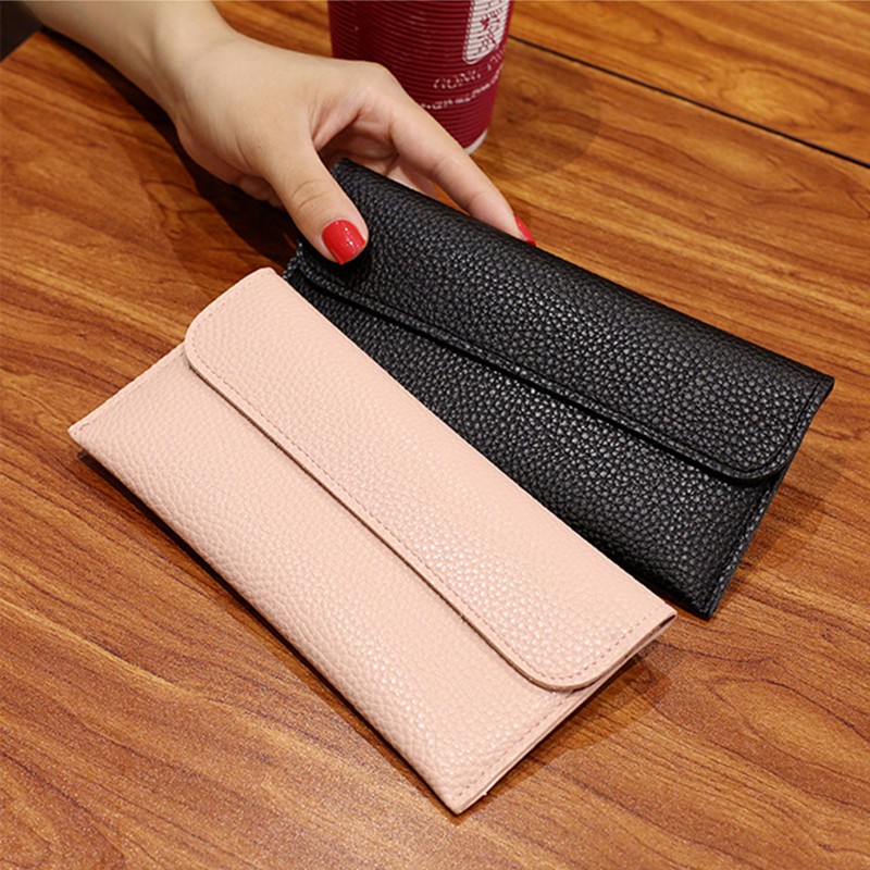 2020 Women Leather Purse Girls Simple Long Wallets Ultra-Thin Card Slot ...