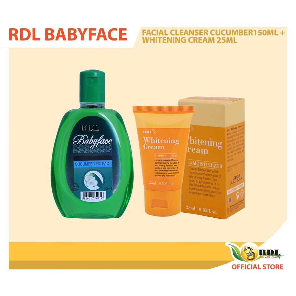 RDL Babyface Cucumber Facial Cleanser 150ml and RDL Whitening Cream ...
