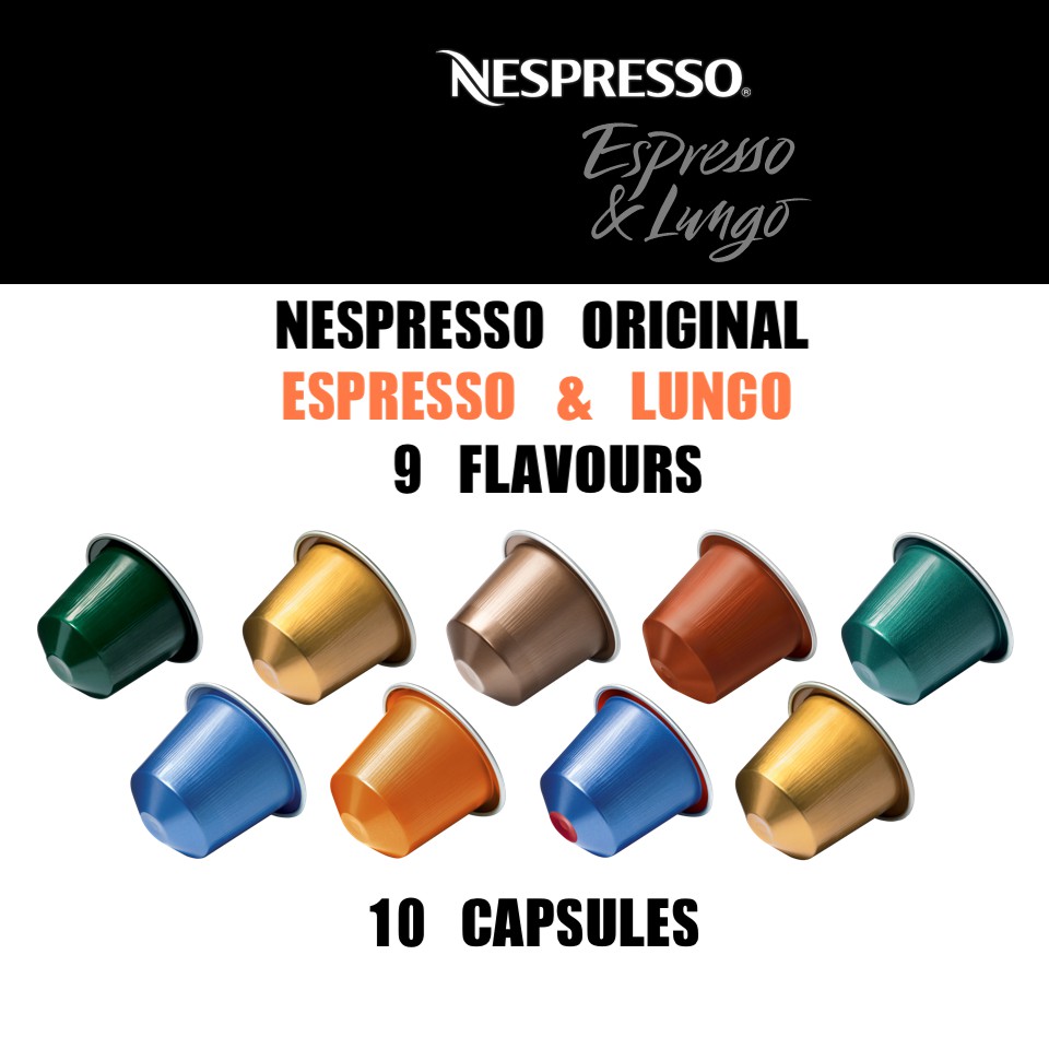 NESPRESSO Original Espresso Coffee Capsules (4 Flavors) - 10 Capsules ...