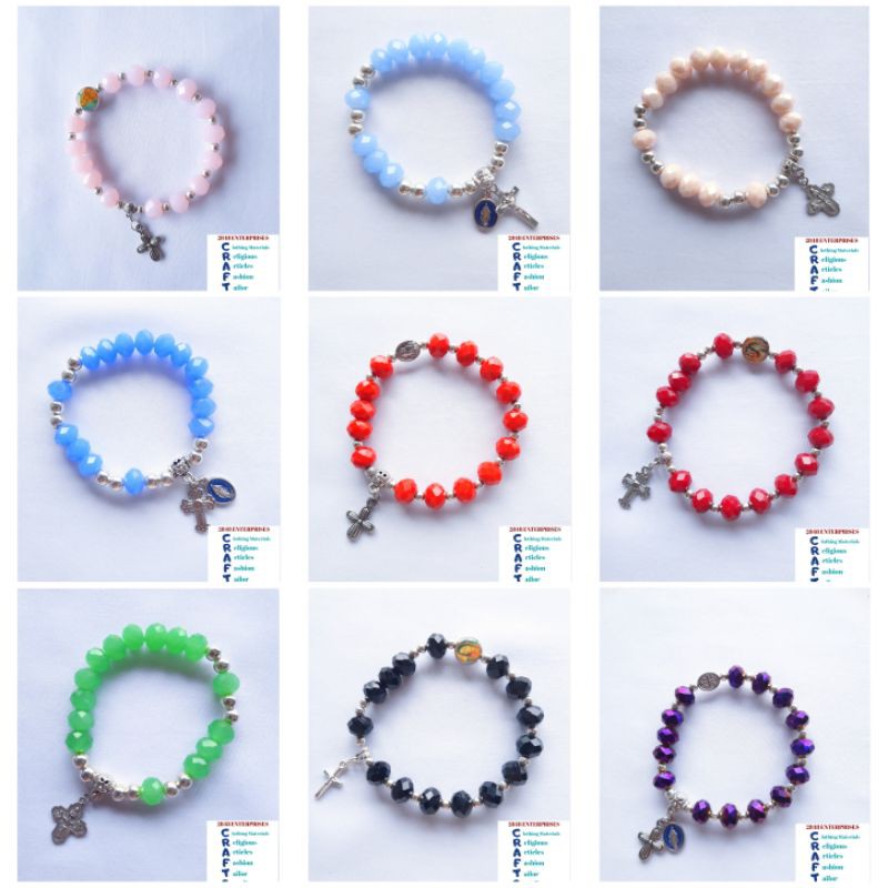 Assorted Stretchable Rosary Bracelets (frosted crystals) | Shopee ...