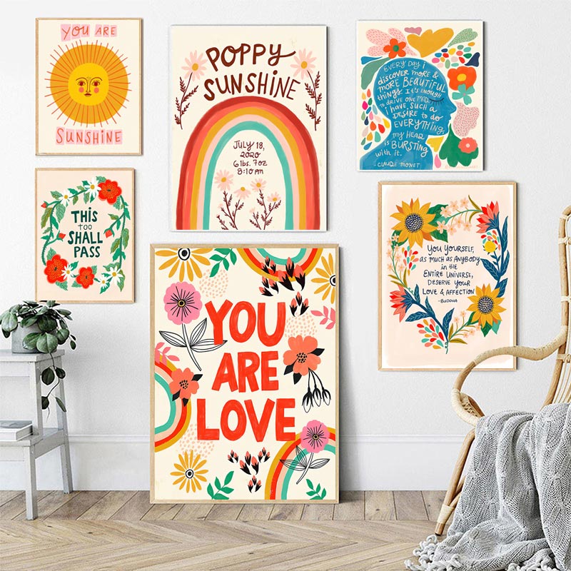 Inspirational Quotes Poster Art Boho Nursery Color Canvas Painting ...