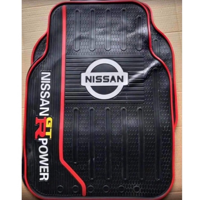 Universal car matting Nissan white logo rubberized 5in1 | Shopee ...