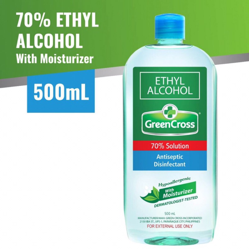 Green Cross Ethyl Alcohol 70% Solution with moisturizer 500ml | Shopee Philippines