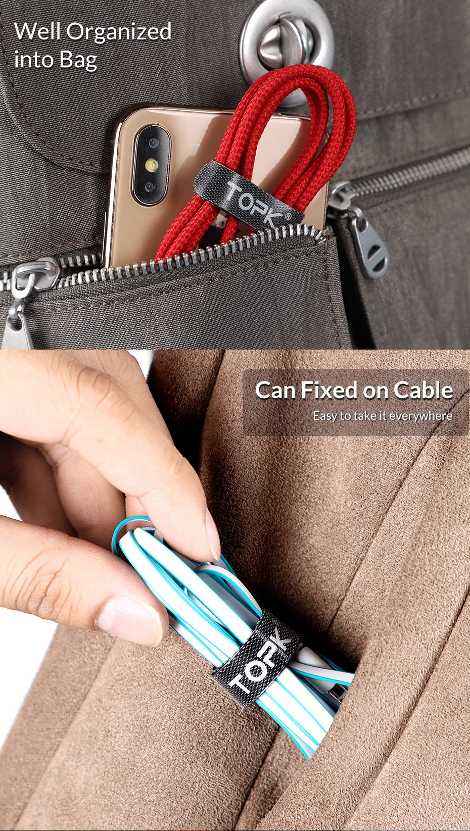 TOPK J02 Cable Organizer Wire Winder Holder Earphone Mouse Aux USB ...