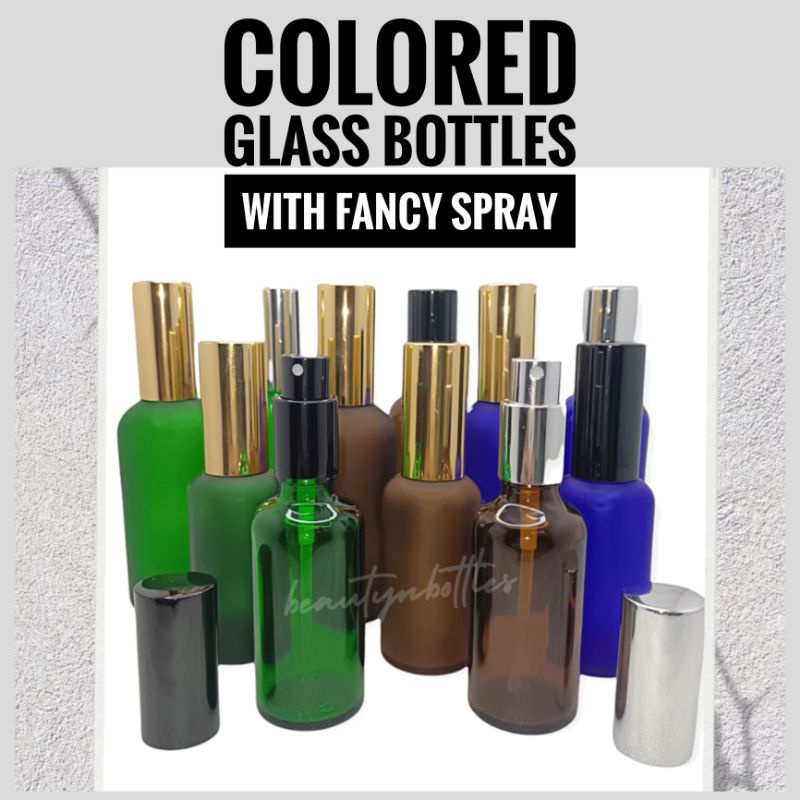 Colored Glass Bottles with Fancy Metal Spray | Shopee Philippines