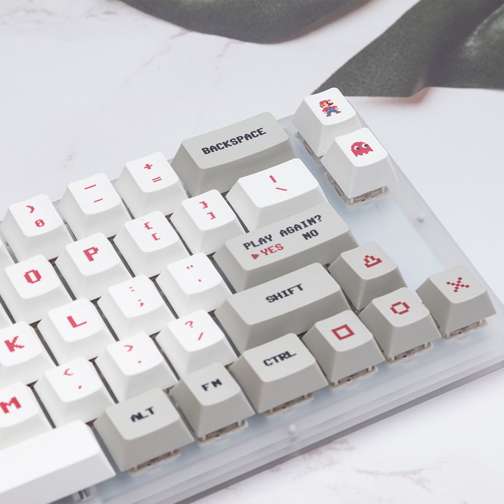 Cherry Profile Retro Red and White Keycap 138Key PBT Compatible with 60 ...