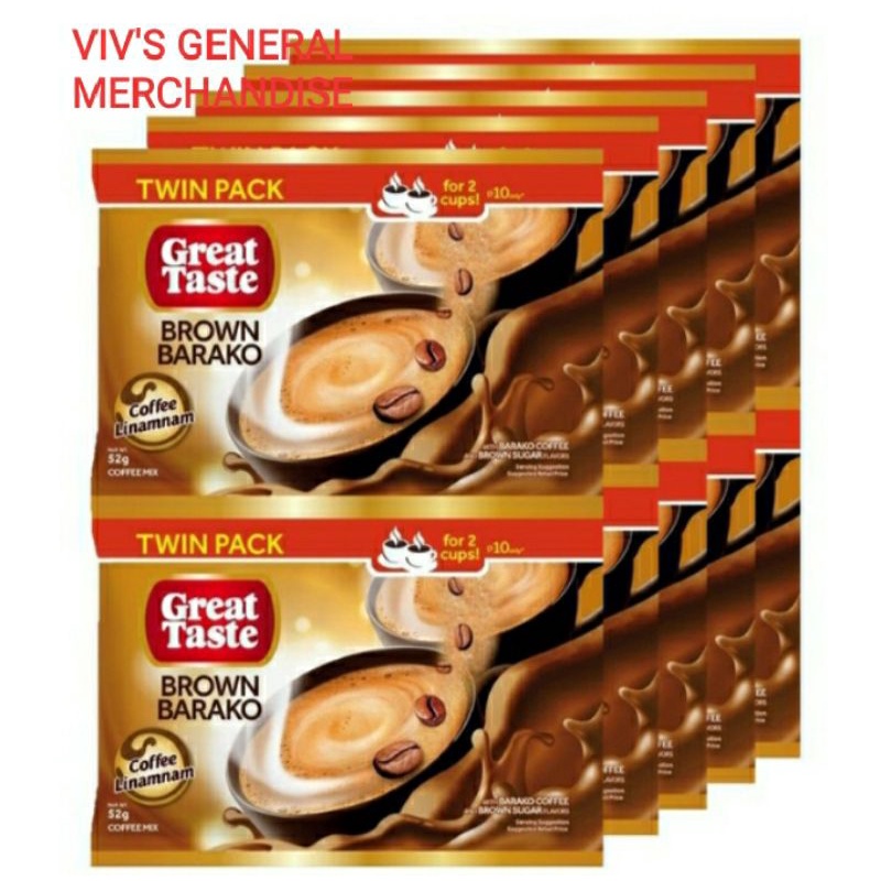 Great Taste Brown Barako Twin Pack ( 52g x 10s ) | Shopee Philippines