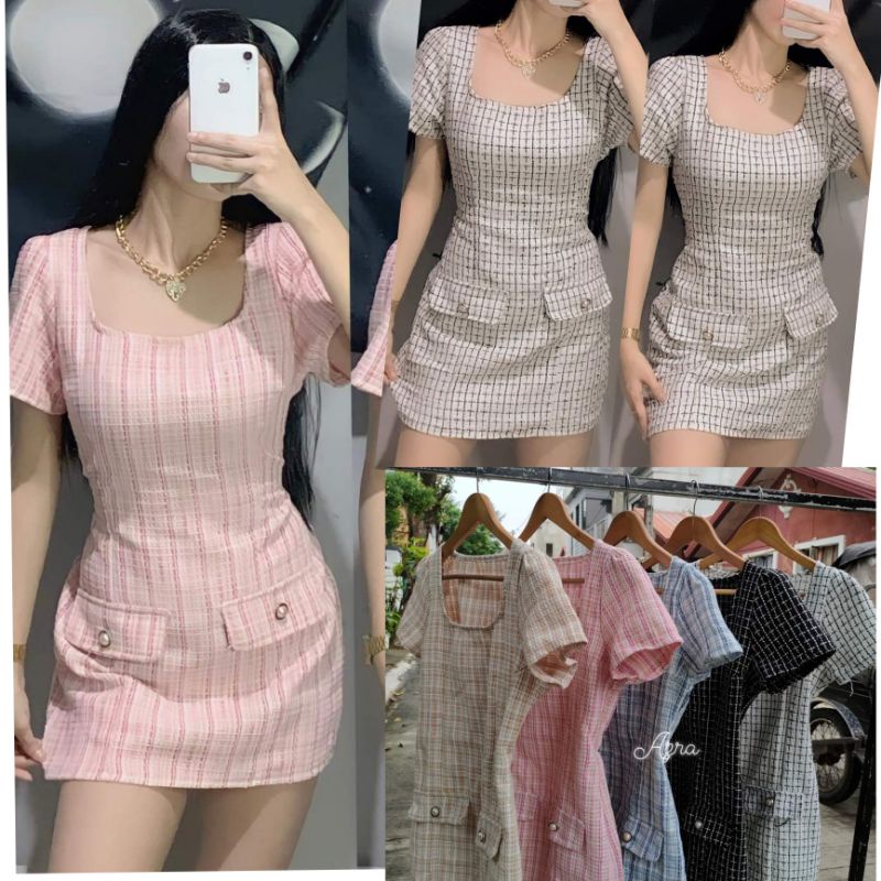Tweed Dress with False Pocket | Shopee Philippines Tweed Dress with False Pocket | Shopee Philippines