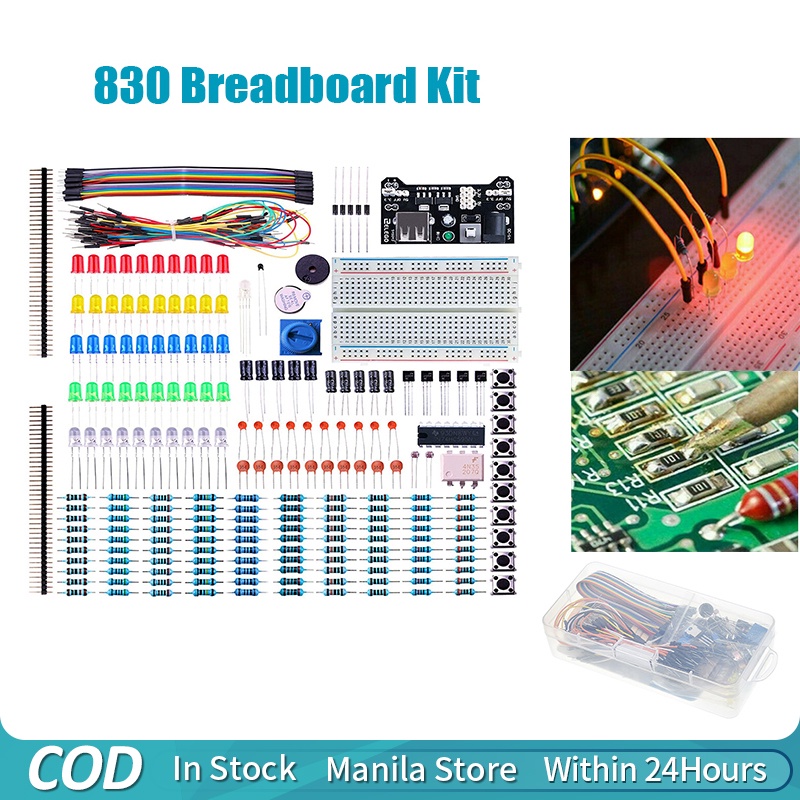Electronics Component Fun Kit Basic Starter Set with 830 tie-Points ...