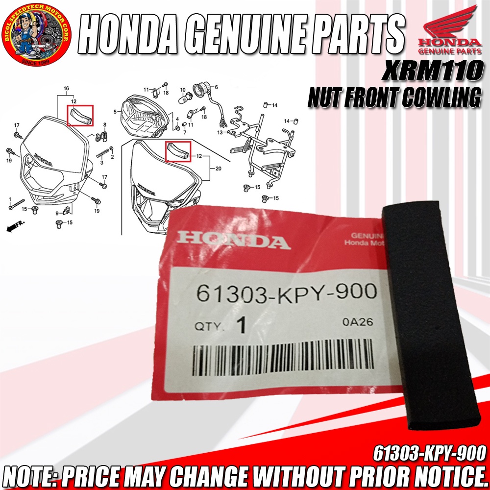 XRM110 NUT FRONT COWLING (HPI) (Genuine: 61303-KPY-900) | Shopee ...