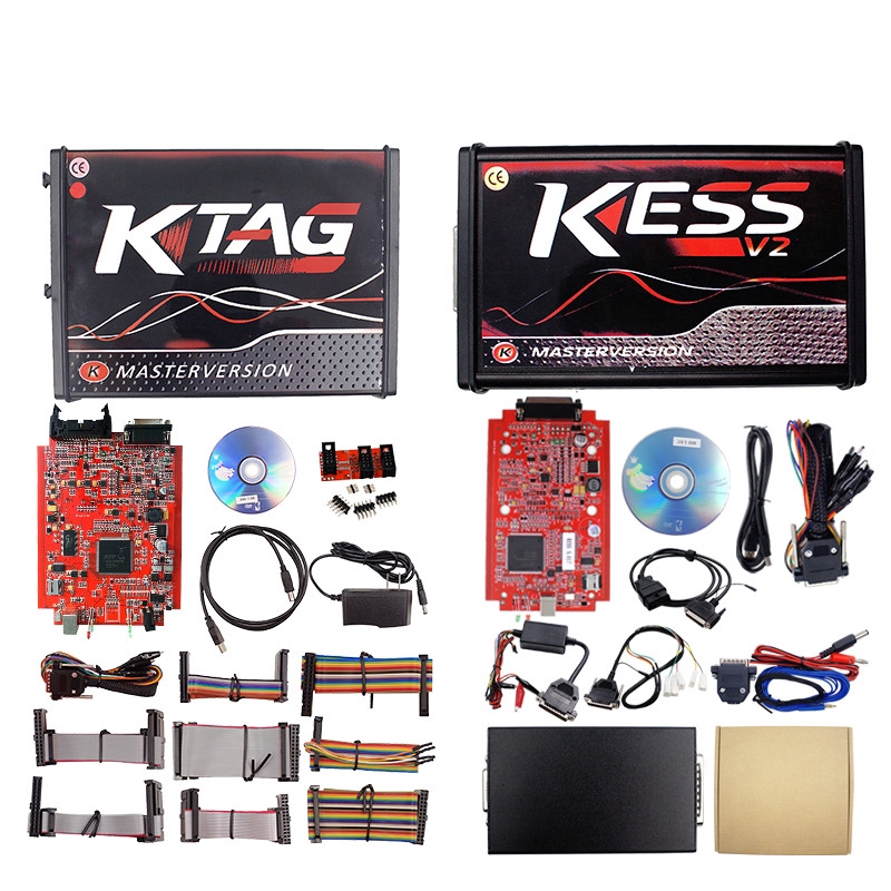 Online V2.53 EU Red Kess V5.017 OBD2 Manager Tuning Kit KTAG V7.020 4 LED Kess V2 5.017 BDM ...